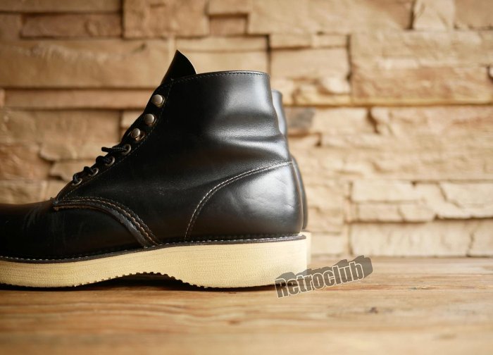 Retro CLUB【一元起標】【二手】美國品牌 RED WING 8165 美製 黑色 圓頭 白底 美式工作靴 茶芯皮革 N241110 ...