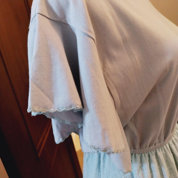 Sweet111韓國甜心 *正韓 韓製 蕾絲邊邊荷葉袖 棉質拼接 不規則荷葉邊裙擺 雪紡長洋裝 限時!!一百元起標無底價 | Yahoo拍賣