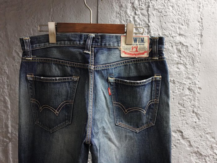 CA 愛德恩 EDWIN 藍系仿舊刷紋 直筒 牛仔褲 32腰 一元起標無底價E131 | Yahoo拍賣