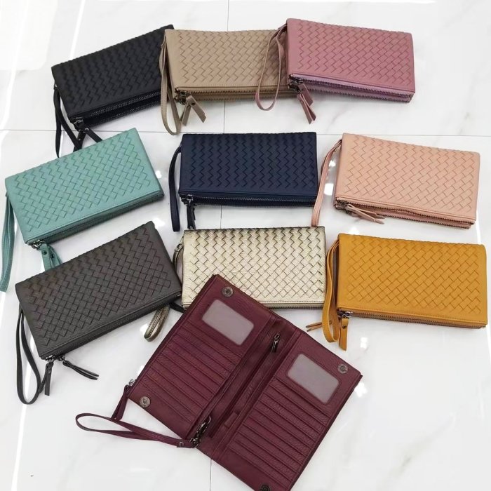 Korea 不斷線🌷知性都會 多卡設計 二折長夾 皮夾 編織錢包 228 | Yahoo拍賣