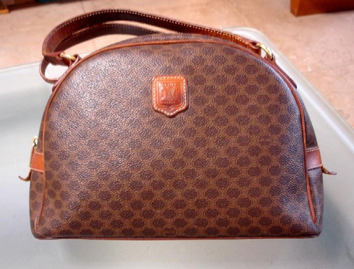 經典款 法國Celine 女性 超油亮牛皮+Monogram 雙帶 拉鍊式 手提包 (特價真品) 30 cm | Yahoo拍賣