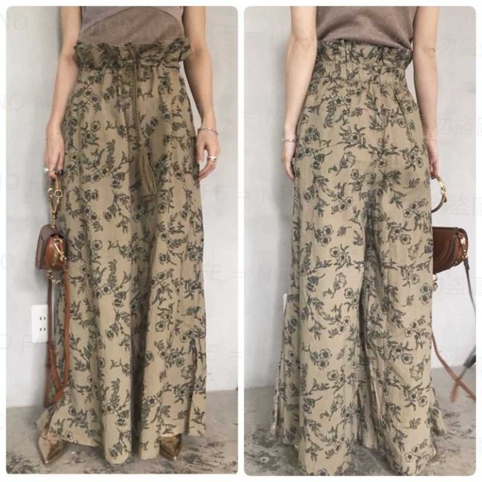 ☆NFNL☆ 超值折扣 AMERI 人氣熱賣款 渡假風復古大人系花柄流蘇綁帶寬褲 SNIDEL UNGRID | Yahoo拍賣