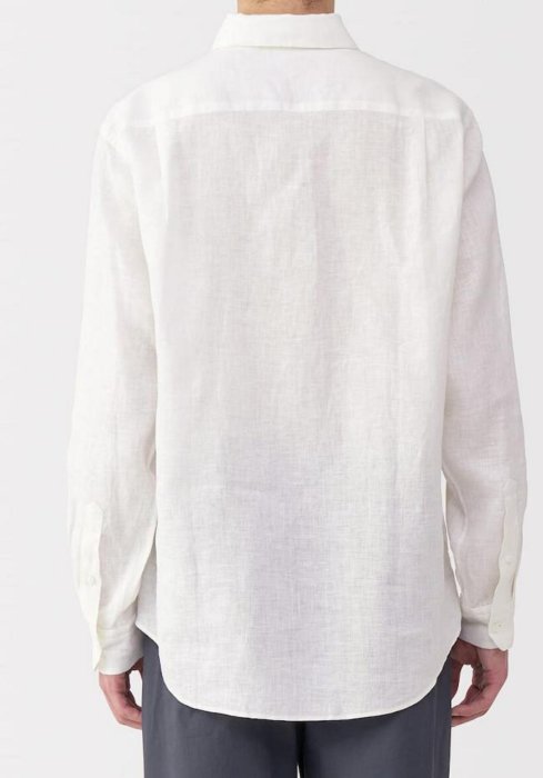 ＊一元起標無底價＊全新專櫃真品MUJI無印良品雜誌型男2025夏季型男100%純亞麻纖維素材純白色水洗素面素色長袖襯衫/L號市價1390 | Yahoo拍賣