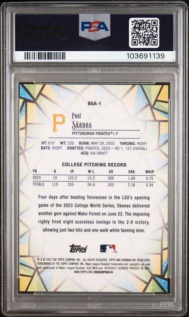 J45鑑定卡 PSA 10】2023 BOWMAN DRAFT【PAUL SKENES】GLASS特卡 | Yahoo拍賣