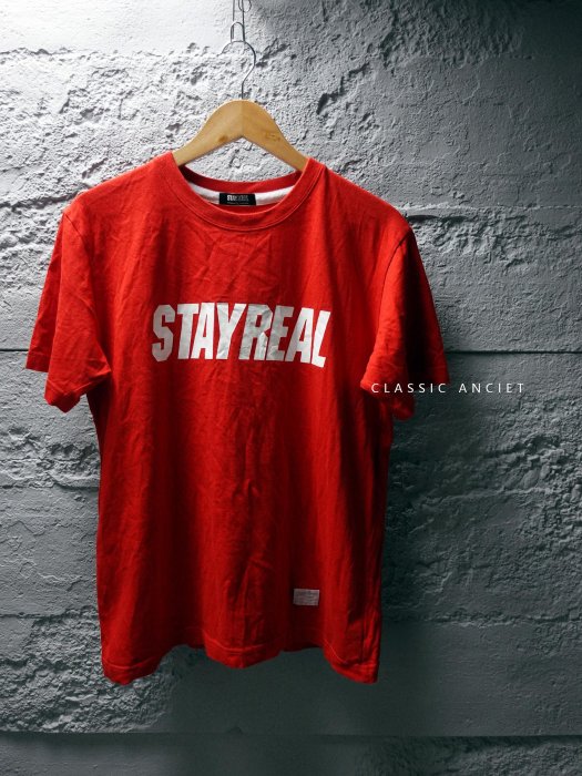 CA 台灣知名潮牌 STAYREAL 紅色 純棉 休閒短t L號 一元起標無底價D61 | Yahoo拍賣
