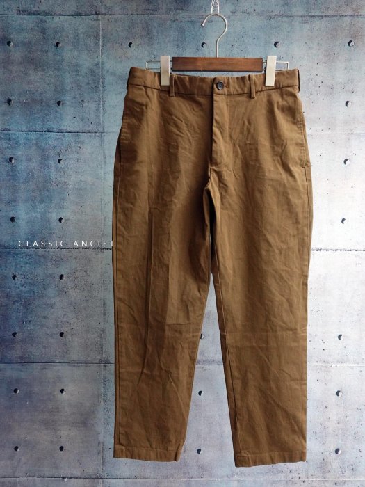 給 Y8882670836(239)下標 日本品牌 UNIQLO 土色 合身版 彈性九分褲 S號 B368 | Yahoo拍賣