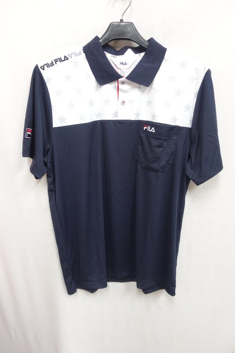 拾壹♥時尚心語♥男裝 大尺碼 全新【FILA】46肩白藍100纖維彈性短袖POLO衫~玲鳴-0606-L18 | Yahoo拍賣