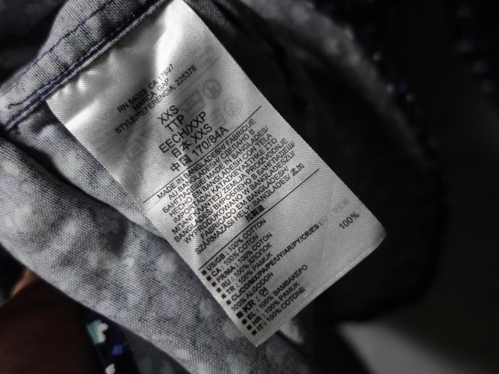 CA 美國休閒品牌 GAP 深藍底花紋 純棉 長袖襯衫 XXS號 一元標無底價D500 | Yahoo拍賣