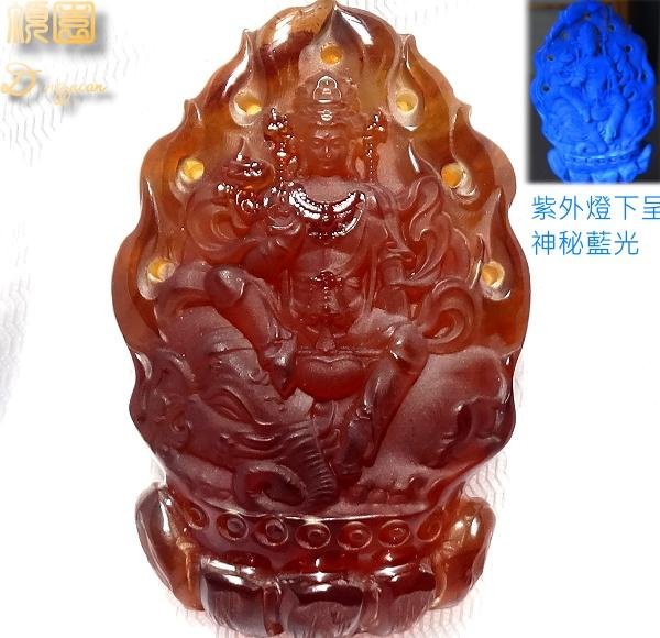 ＊頂園翡翠＊《14.2g特等極品天然無烤色緬甸產棕紅血藍珀琥珀「普賢菩薩」雕墜》 保證天然 一元起標 | Yahoo拍賣