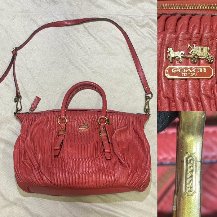 一元起標~ 正品 Coach蔻馳 真皮抓皺浪漫包 馬車側背包 隨行包牛皮手提包 全皮鞋背包 皮革托特包 肩背包 精品包 | Yahoo拍賣