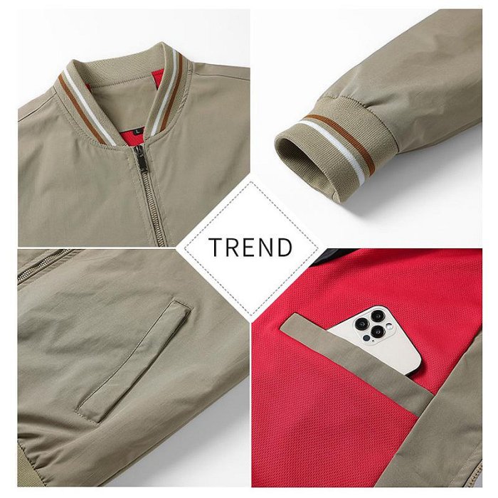 【紫色星球】外套 夾克 騎士外套 男外套 雙配色螺紋【F8861】有內袋 拉鍊口袋 立領外套 機車防風外套 M-5XL | Yahoo拍賣