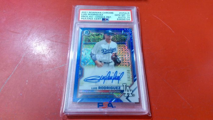 EM】2021 Bowman Chrome【Luis Rodriguez】PSA 10 Prospects新秀簽名鑑定卡 卡面簽 116/ ...