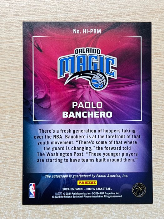 Paolo Banchero 簽名 AUTO HOOPS 2024-25 735 | Yahoo拍賣