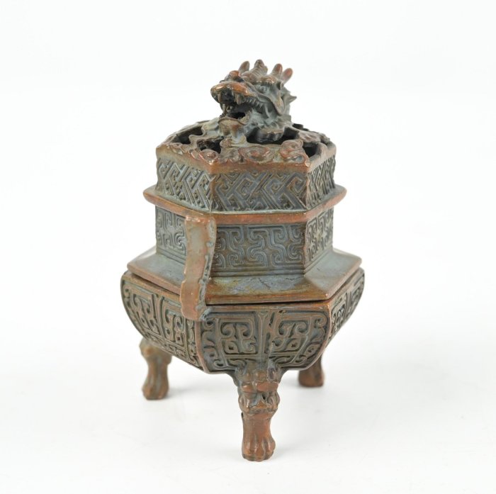 《玖隆蕭松和 挖寶網XR》託拍 銅製 龍首雙耳香爐 重約 209g (03148X) | Yahoo拍賣