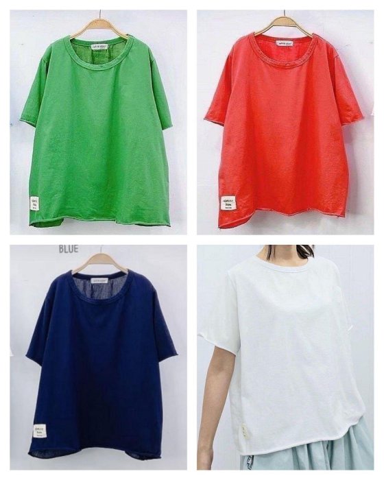 OoO三元OoO韓國進口-OOPS前彈性棉.後接麻紗.旁車標籤.素面.圓領.T恤 | Yahoo拍賣