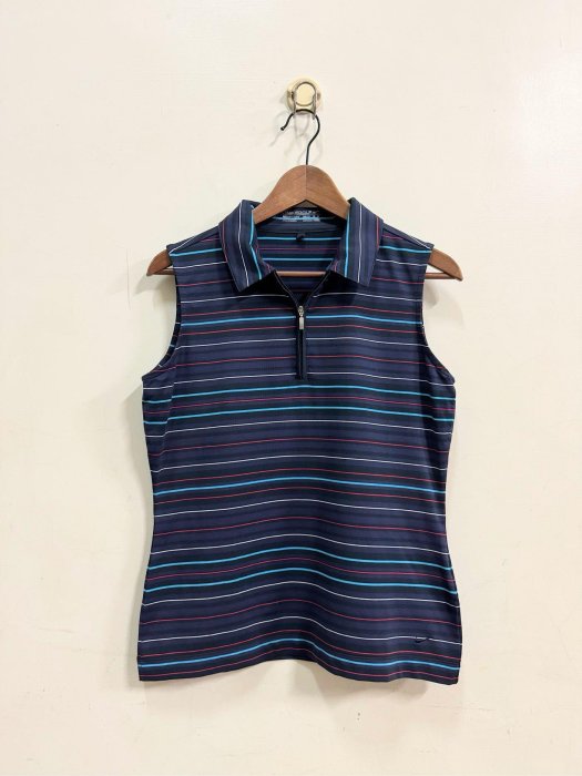 Nike 藍黑多彩條紋品牌拉鍊logo無袖上衣 / M / E246 | Yahoo拍賣
