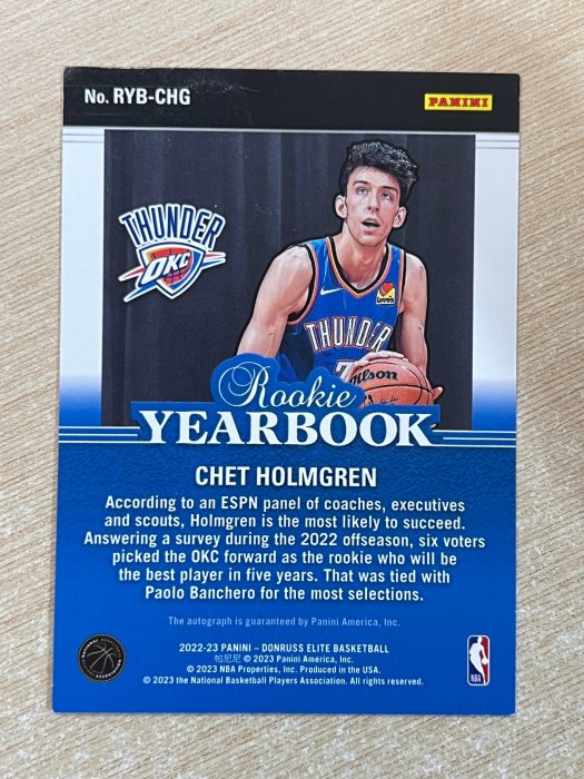 Chet Holmgren 簽名 AUTO ELITE 2022-23 新人 RC 366 | Yahoo拍賣