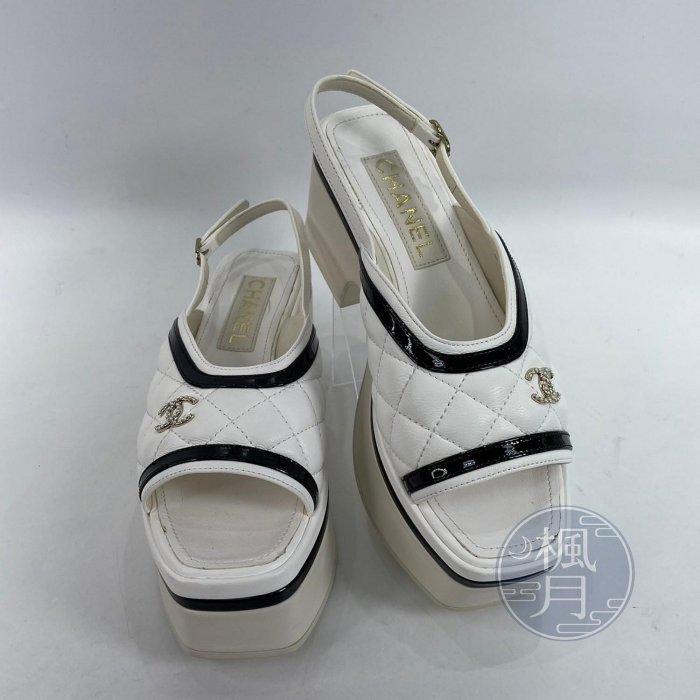 【一元起標 05/05】CHANEL G45009 白菱格 厚底 涼鞋 #36 | Yahoo拍賣
