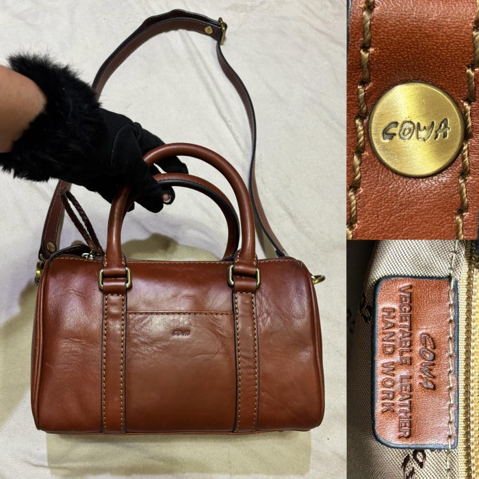 一元起標~ 近新 誠品專櫃Cowa植鞣皮波士頓包 皮革斜挎包 全皮手工包 真皮側背包 肩背包 牛皮托特包斜背包 輕巧隨行包 斜跨包 | Yahoo拍賣