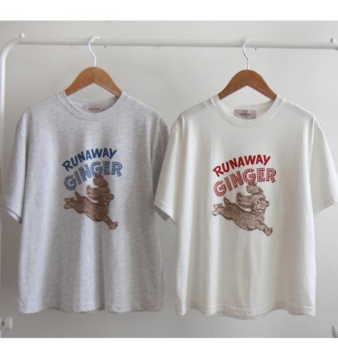 Bellee 正韓 可愛小狗愉悅奔跑短袖棉上衣 (2色)【0403-3】 | Yahoo拍賣