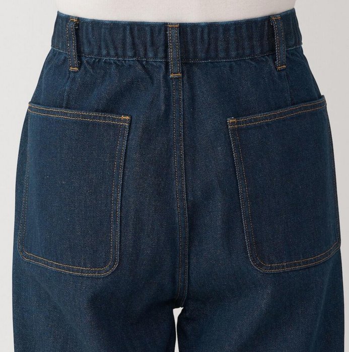 ＊一元起標無底價＊全新真品MUJI 無印良品 雜誌型男當季水洗暗藍色舒適耐用吉貝木棉混帆布料丹寧寬鬆工作寬版長褲/L號市價1390 | Yahoo拍賣