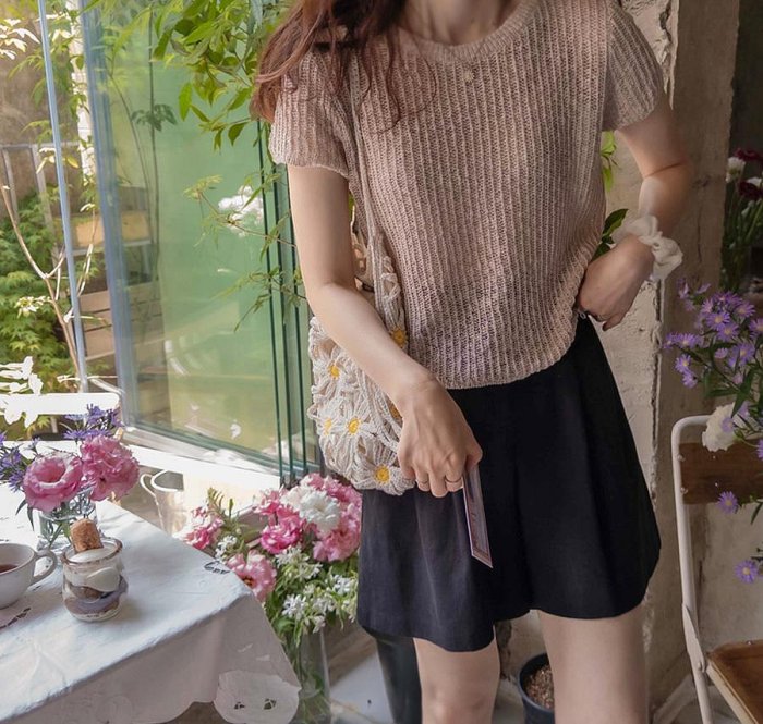Bellee 正韓 夏日薄款勾針亞麻針織上衣 (2色) 【0724-4】 | Yahoo拍賣