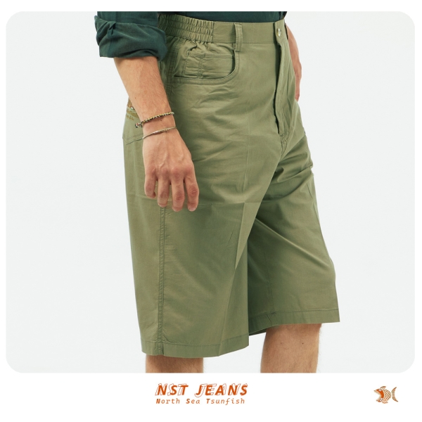 【NST Jeans】輕軍綠 極薄舒彈高腰七分褲 男 台灣製 特大尺碼(中高腰 鬆緊帶) 005(26351) | 無袖/背心 | Yahoo購物中心