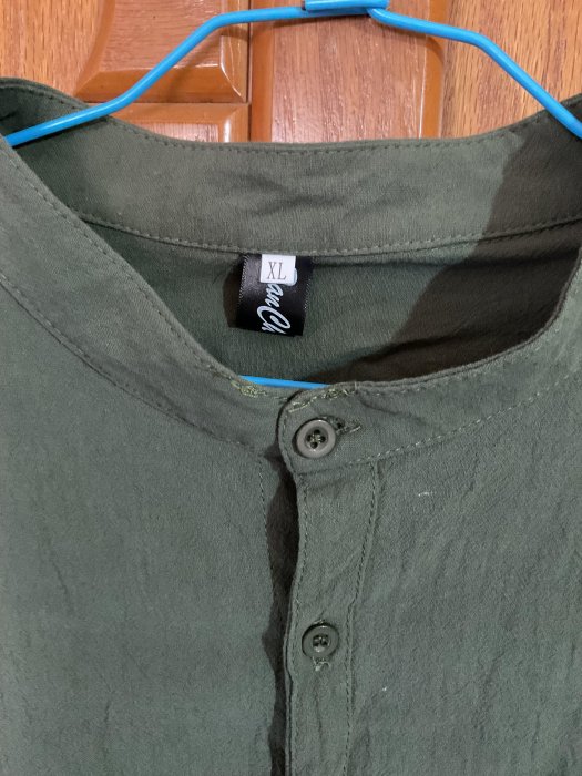 Pan Chao Hang墨綠色棉質長袖立領上衣 | Yahoo拍賣