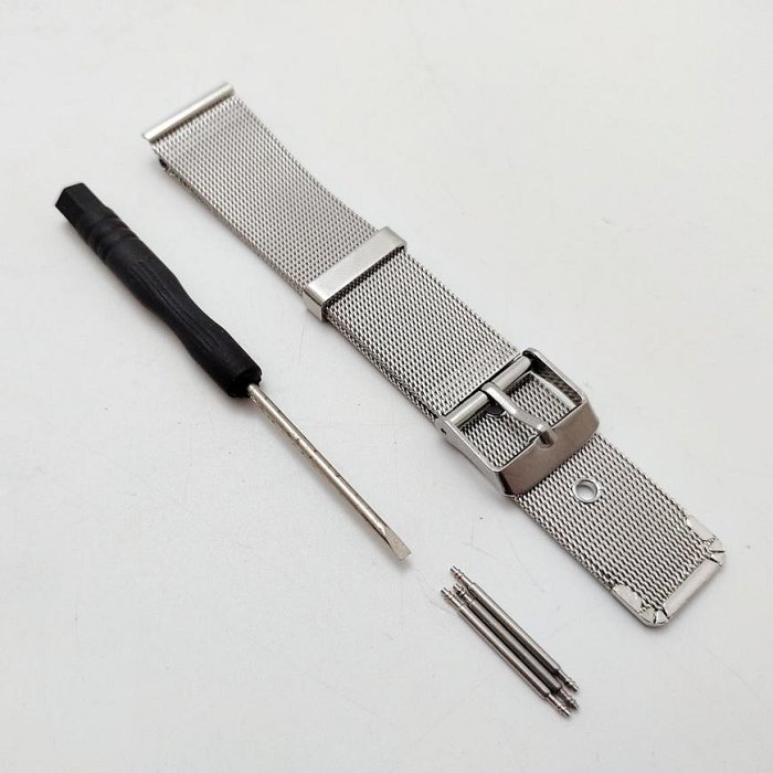 【timekeeper】 全新18mm不鏽鋼錶帶/米蘭帶+拆錶帶工具+錶耳針(銀色) | Yahoo拍賣