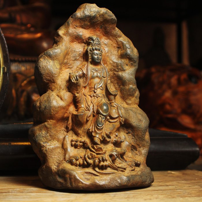 【桑園の】藝術收藏 拓石 水月觀音 厚實 964g 藏品 造像 (委託品) Q 8003 A01 | Yahoo拍賣