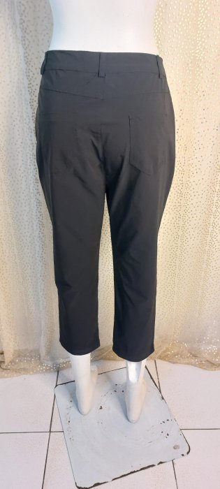 Af123 品牌Hsinkuang褲腳蕾絲水鑽蝴蝶黑色彈性8分褲XL | Yahoo拍賣