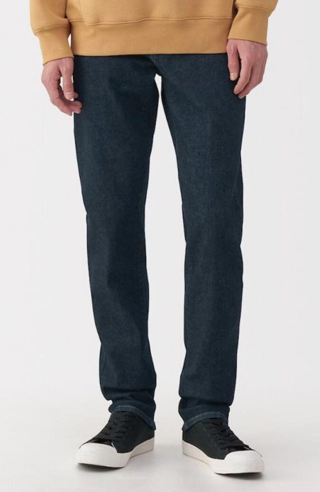 ＊一元起標無底價＊全新專櫃真品MUJI 2025年無印良品夏季當季款型男時尚有機棉時尚彈性古著丹寧水洗暗藍色Slim-Fit合身牛仔褲/W33 | Yahoo拍賣