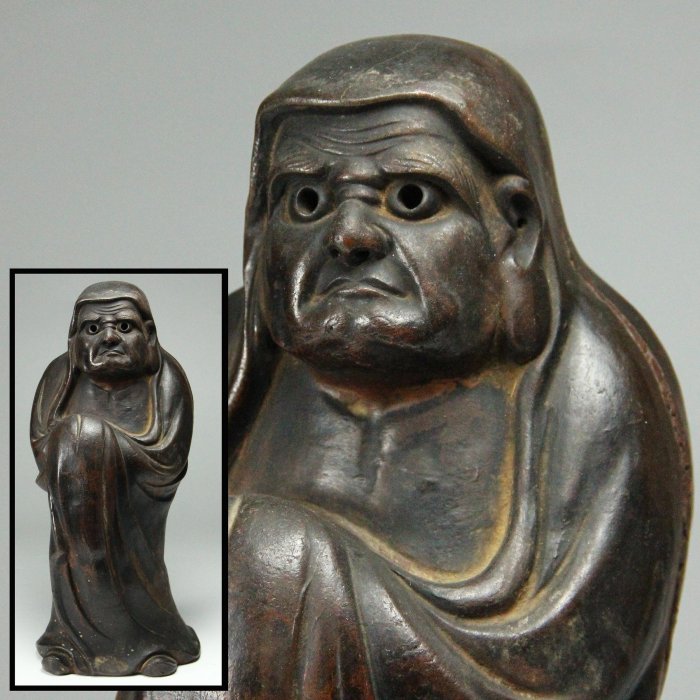 【桑園の】備前燒 達摩大師 立像 高約28cm 陶製 古備前達摩祖師 禪宗佛教藝術擺飾 賞件 K 7133 | Yahoo拍賣