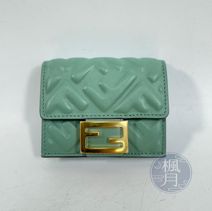 【一元起標 05/16】FENDI 8M0395 綠金FF紋三折短夾 | Yahoo拍賣