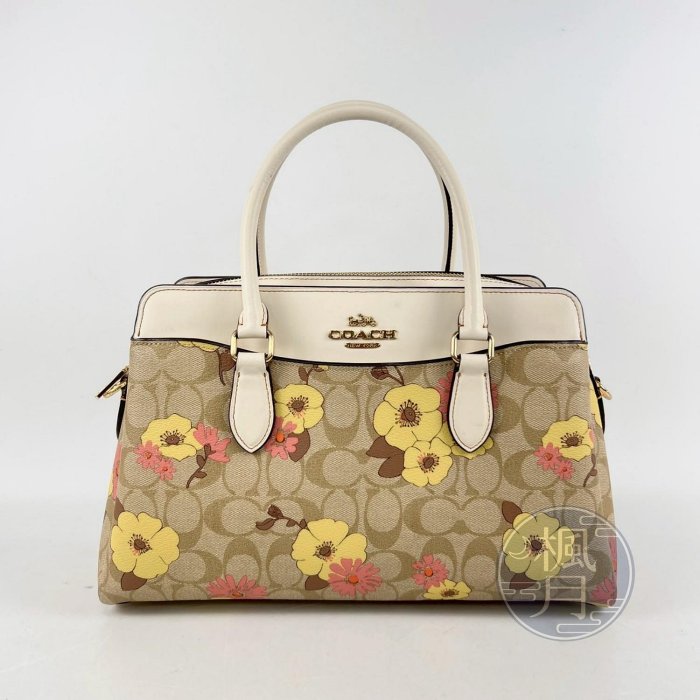 【一元起標 05/21】COACH 白色 花花兩用包 | Yahoo拍賣