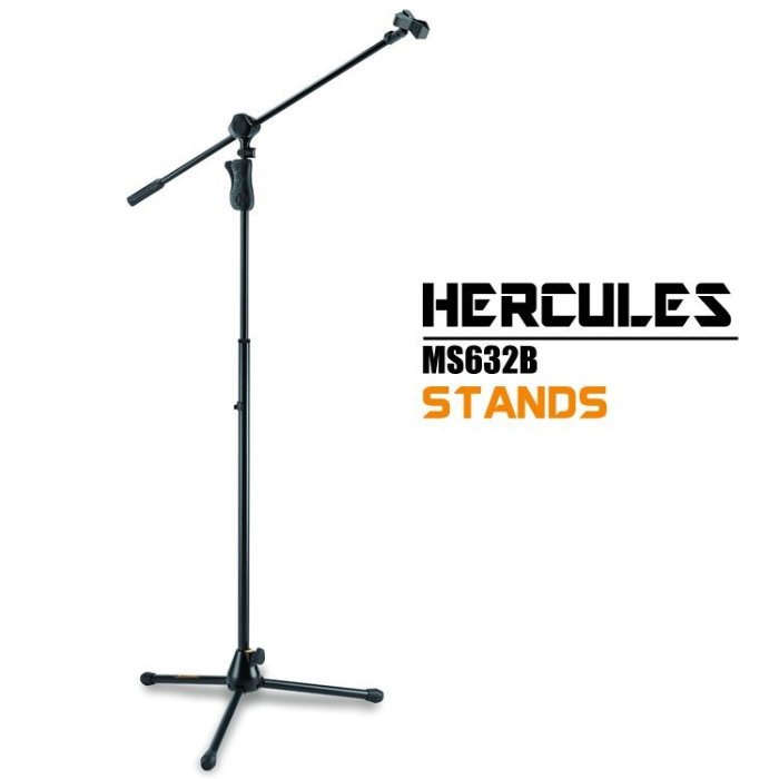 小叮噹的店- 麥克風架．HERCULES(海克力斯) MS632B PLUS 三叉腳麥克風直架附斜架大旋鈕 | Yahoo拍賣