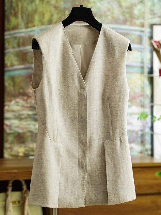 巴黎小時光一間外貿老店 ️ YT 高管姿態~簡而精~G**da夏季新款亞麻直筒馬夾時尚套裝褲0725 | Yahoo拍賣