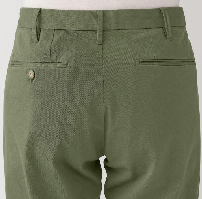 ＊一元起標無底價＊全新真品MUJI 無印良品當季休閒街頭型男時尚基本款有機棉彈性綾織百搭時尚卡其綠色合身休閒褲/W33 | Yahoo拍賣