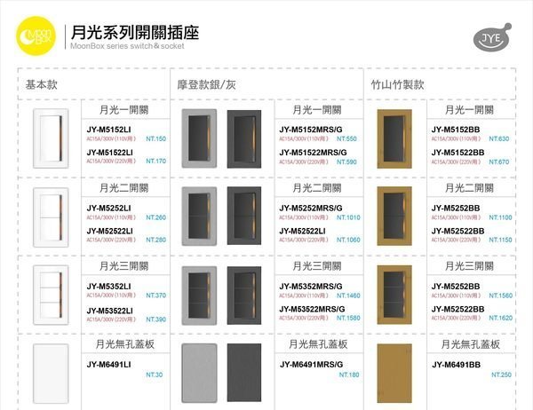 中一電工 月光 摩登款銀/灰 一開JY-M5152MRS/G 中一螢光開關另有JY-M5152 JY-M5452mrs | Yahoo拍賣