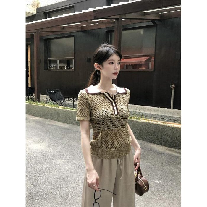 [ ohya梨花 ] =韓國帶回=最新春夏新款性感名媛穿搭時髦老錢優雅法式自然風針織造型上衣罩衫 | Yahoo拍賣