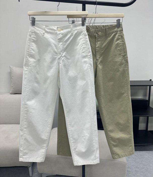 韓國品牌 百搭版型 夏季棉質直筒褲 (卡其綠色) | Yahoo拍賣