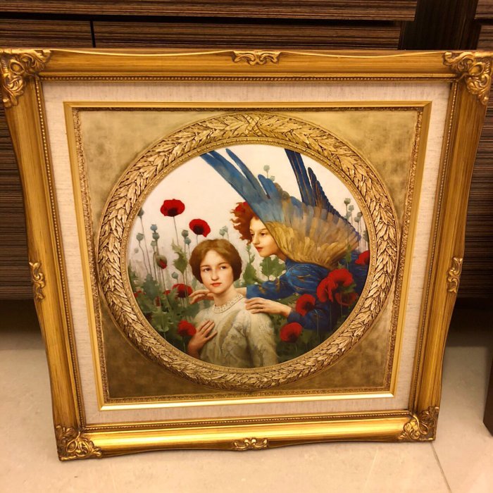 奇美博物館複製名畫「信息」（畫心：37*37cm 含框：48*48cm) | Yahoo拍賣