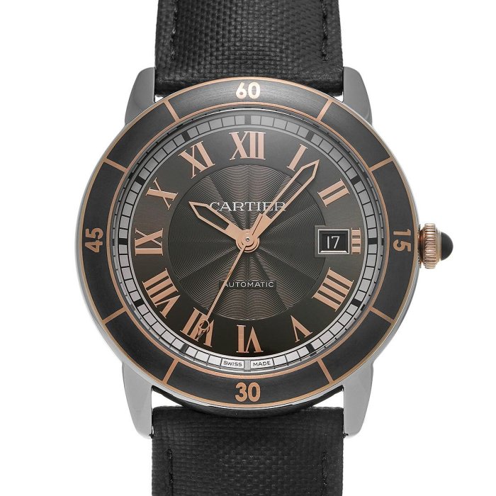 【一元起標/有底價】Cartier卡地亞(42mm) Ronde 3886-不鏽鋼自動上鍊機械腕錶(附盒書) | Yahoo拍賣