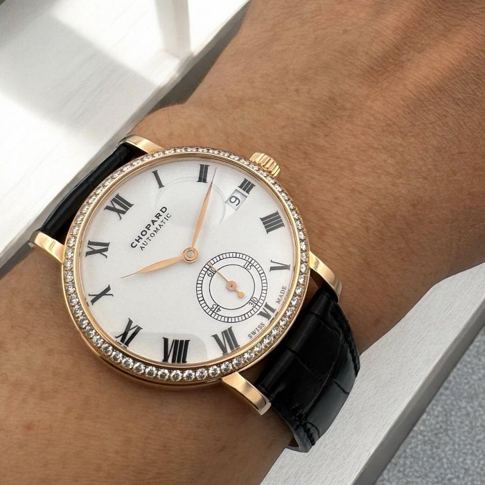 樂時計 訂價七十多萬 原裝鑽石框 蕭邦錶 經典系列 Chopard Classic Manufacture 171289-5001 玫瑰金 ...