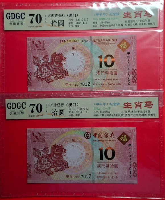 【我愛人民幣 W-5】2014年 馬年生肖鈔 全同號[13317012] GDGC-70 EPQ | Yahoo拍賣