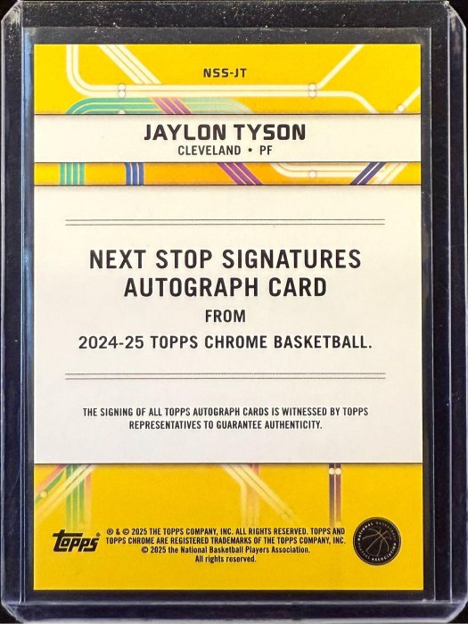 2024-25 TOPPS CHROME BD #NSS-JT JAYLON TYSON RC PURPLE AUTO | Yahoo拍賣