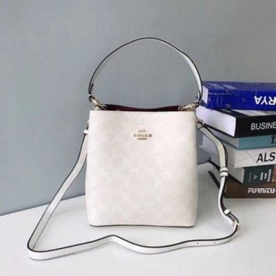 【小怡代購】全新 COACH 2312 美國正品代購新款女士經典PVC配牛皮小號水桶包 手提包 單肩斜跨包 超低直購 | Yahoo拍賣