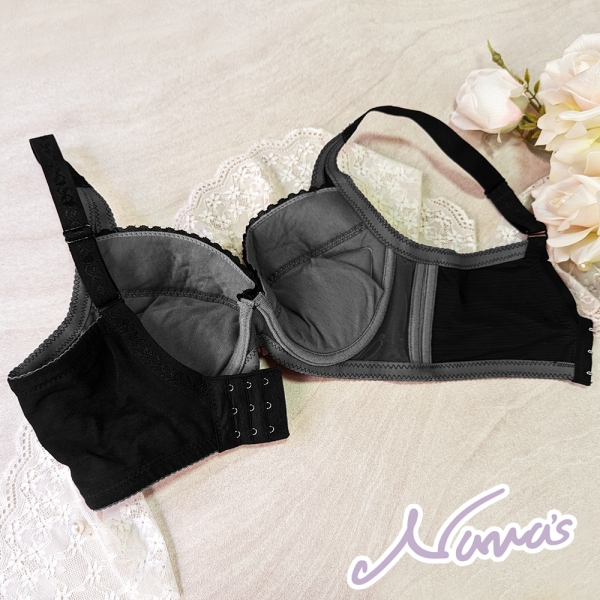 【露娜斯】輕吻瑰蜜。C-D杯 高脅邊涼感月牙集中包覆大罩杯機能內衣【黑】台灣製U517 | 大罩杯內衣 | Yahoo購物中心