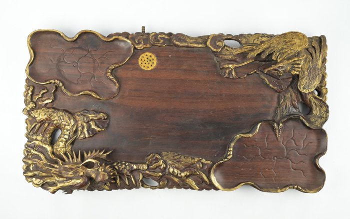 《玖隆蕭松和 挖寶網P》木製 龍鳳呈祥 實木茶盤 擺飾 擺件 重約 8.8kg (12864) | Yahoo拍賣