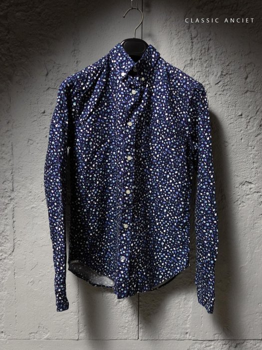 CA 美國休閒品牌 GAP 深藍底花紋 純棉 長袖襯衫 XXS號 一元標無底價D500 | Yahoo拍賣